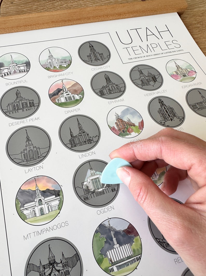 Utah LDS Temple Scratch off Print | Watercolor Bucket List | Gifts for ...