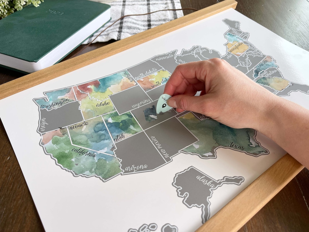 USA Scratch off Map – Watercolor Travel Tracker | Easter Basket Gift - Etsy