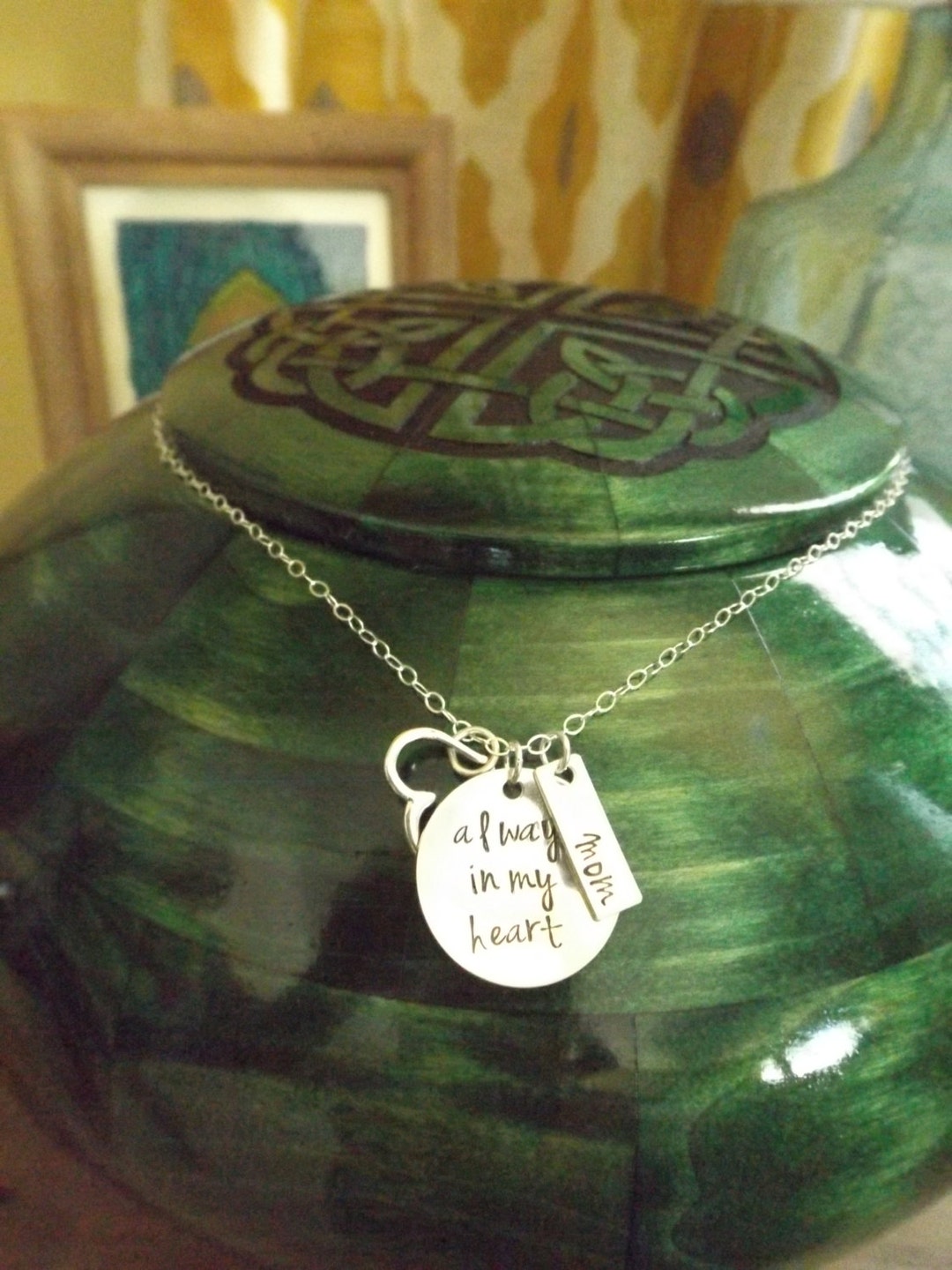 Green Irish Cremation Urn for Human Ashes Artistic Celtic - Etsy