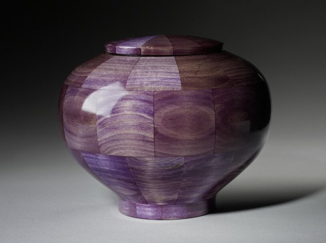 Purple Custom Wooden Cremation Urn for Human Ashes - Artistic ...
