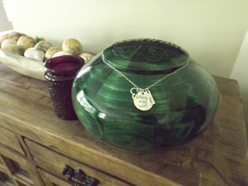 Green Irish Cremation Urn for Human Ashes Artistic Celtic | Etsy
