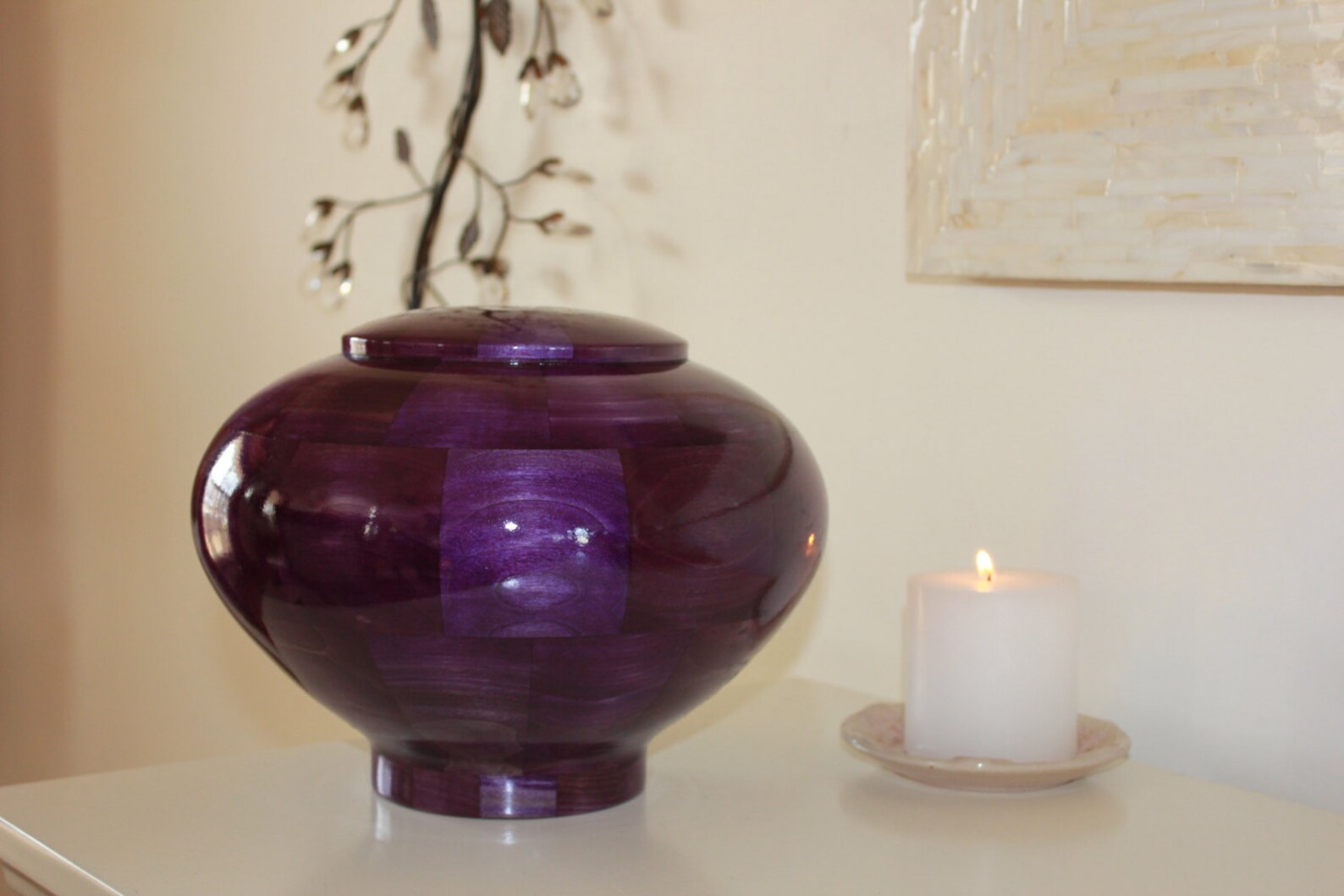 Purple Custom Wooden Cremation Urn for Human Ashes - Artistic ...