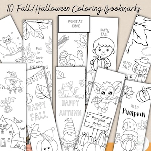 Printable Fall Coloring Bookmarks, Halloween Coloring Bookmarks ...