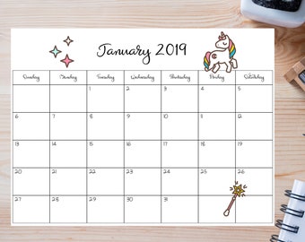 Unicorn calendar | Etsy