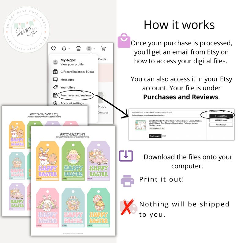 Editable Easter Gift Tags, Bunny and Egg Designs (digital Download ...