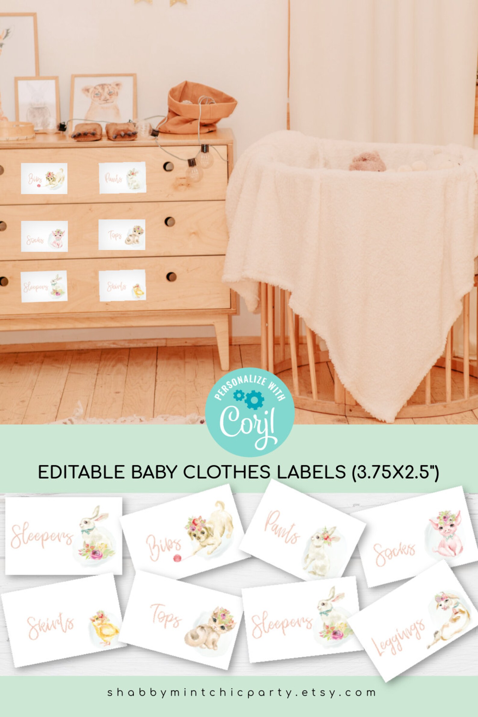 Editable Baby Drawer Label Template, Clothes Label With Editable Text ...
