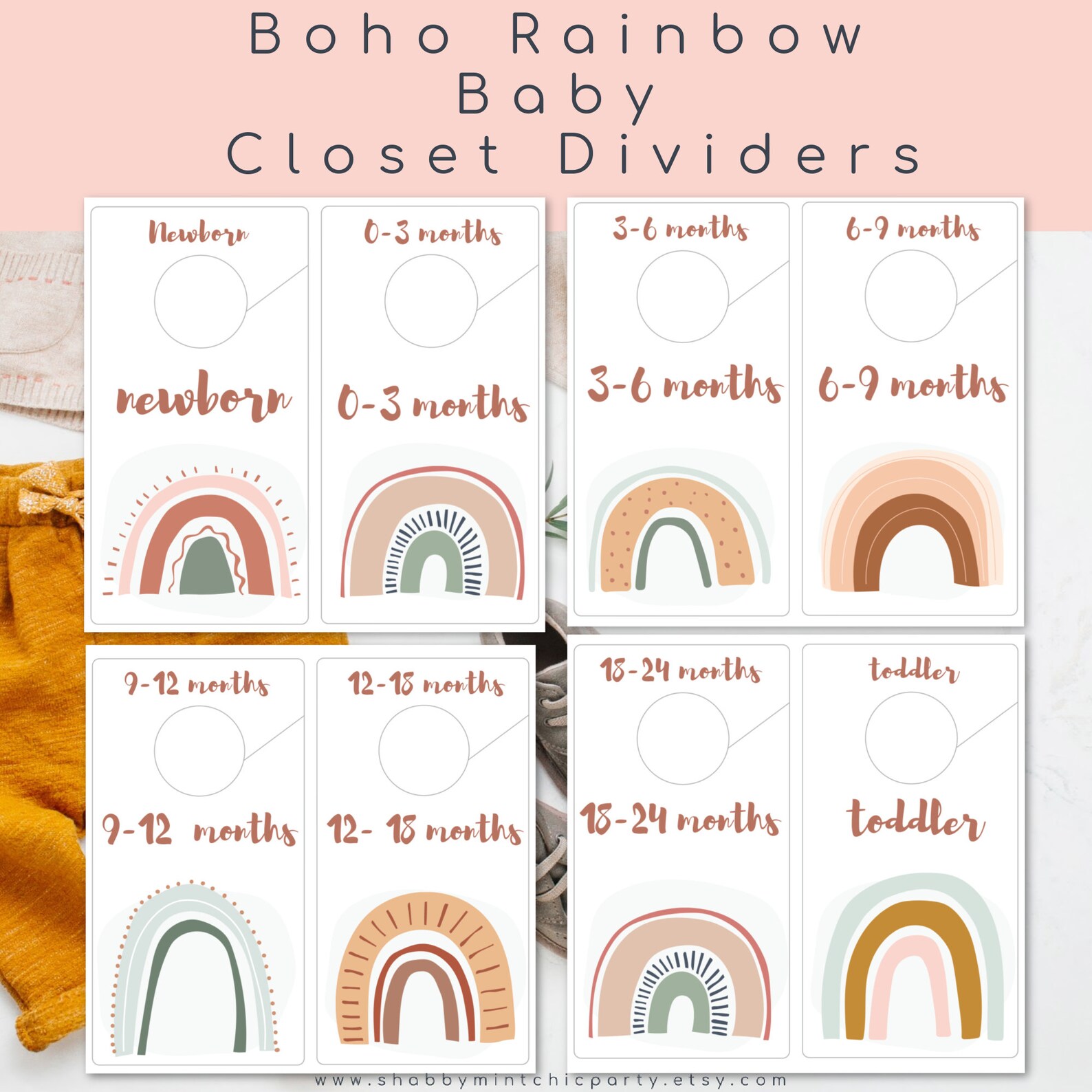 PRINTABLE Gender Neutral Closet Dividers Gender Neutral Boho - Etsy