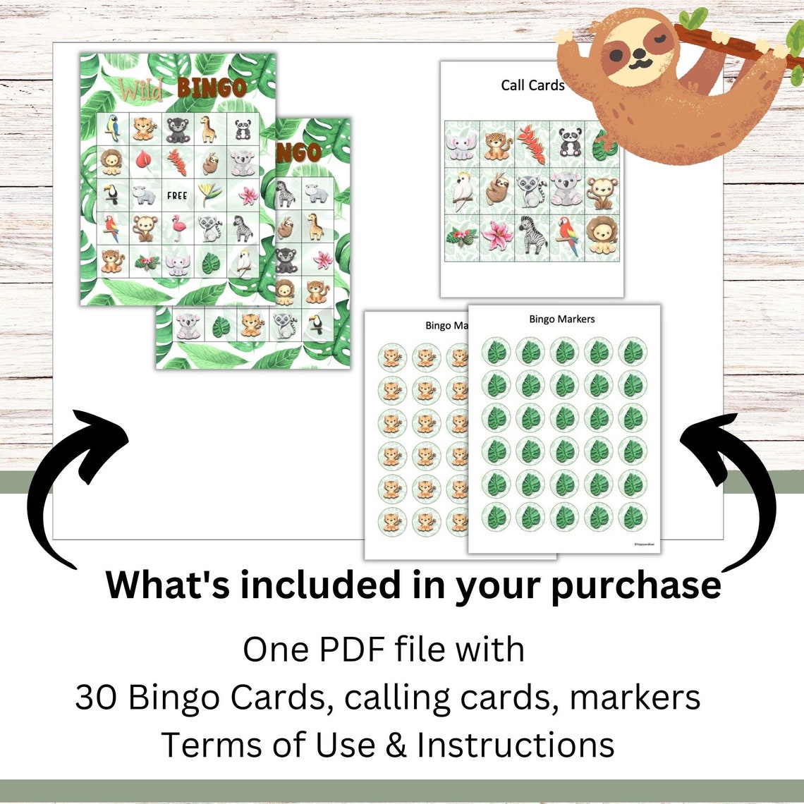 Printable Jungle Bingo Game, Wild Animal Party, Party Games for Kids ...