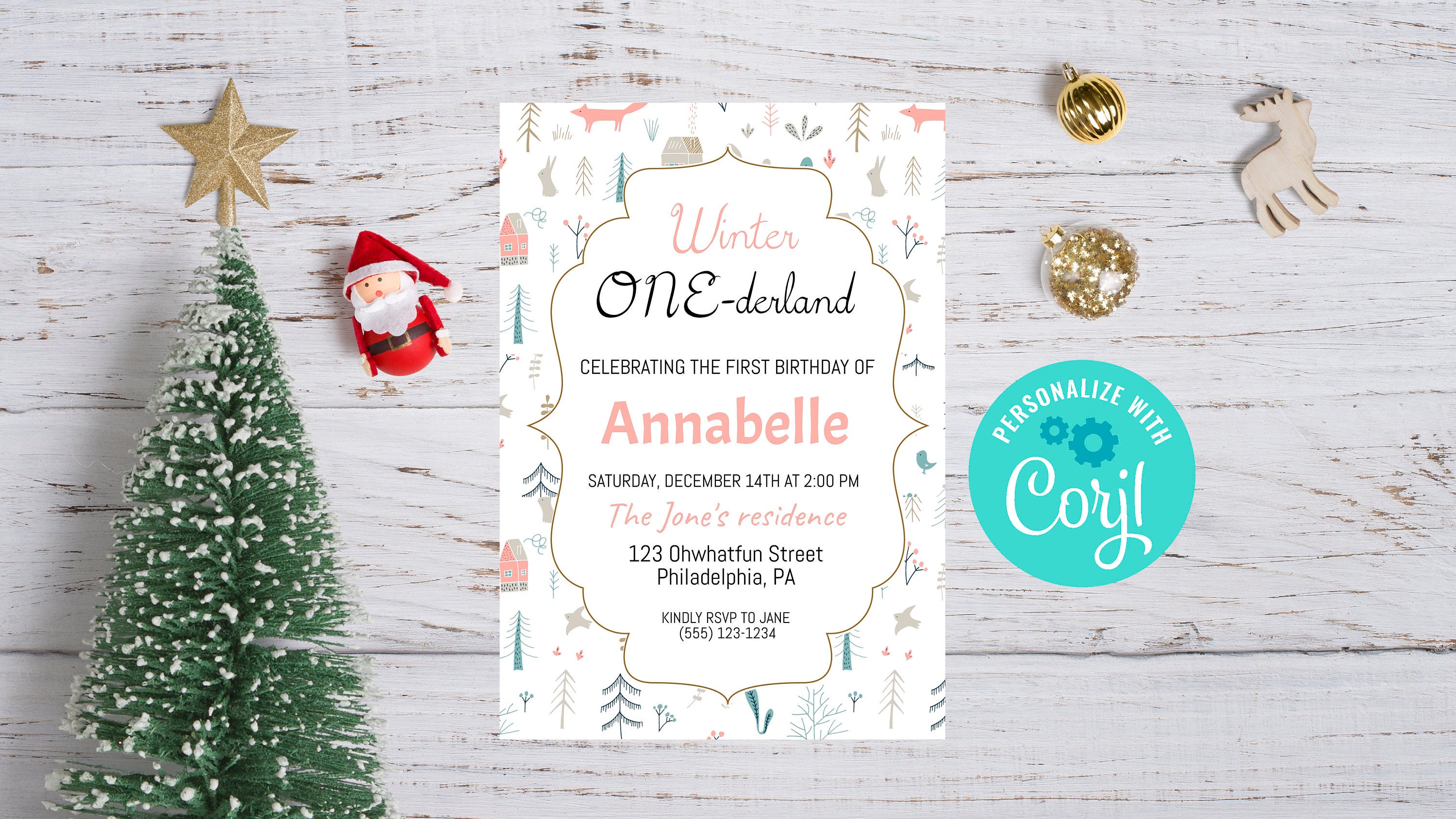 Editable Winter Birthday Party Invitation Template Baby | Etsy