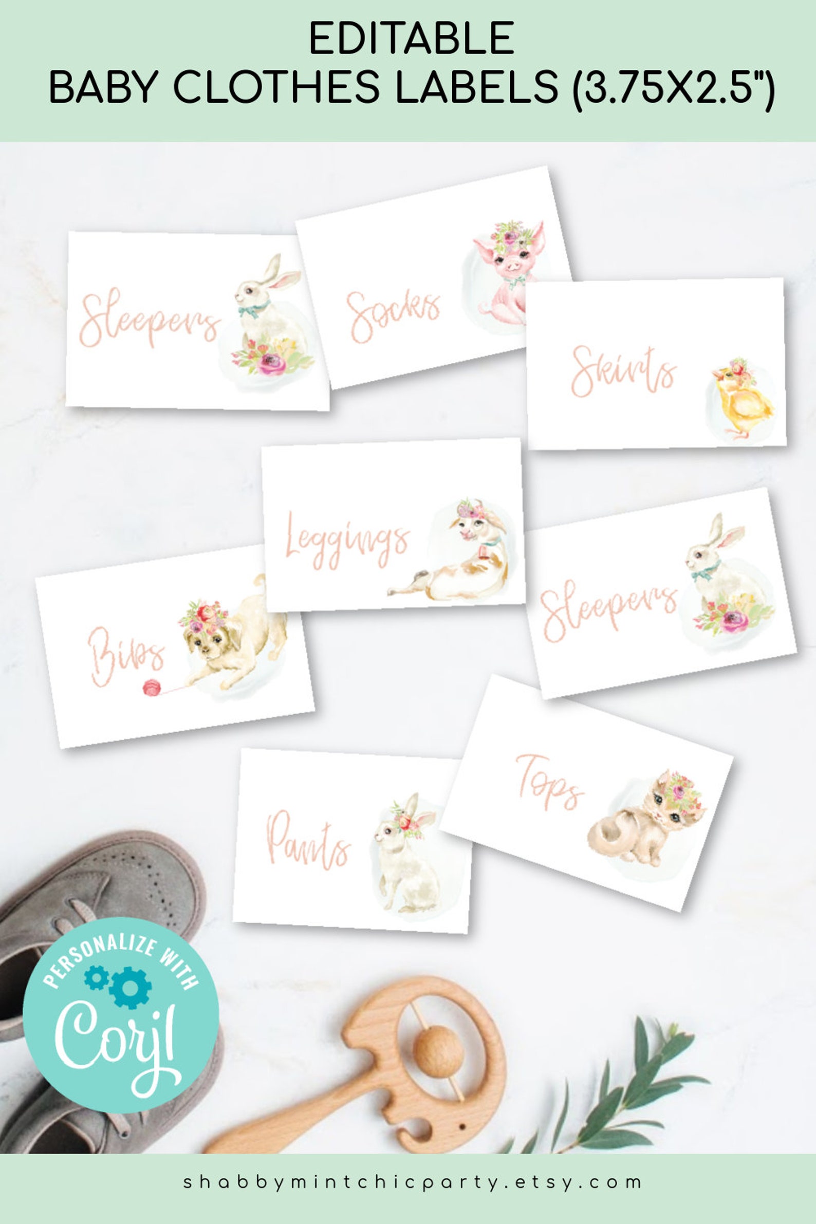 Editable Baby Drawer Label Template Clothes Label With - Etsy