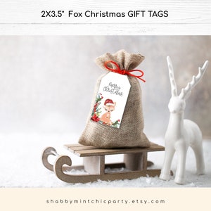 PRINTABLE Christmas Gift Tags Fox Design, Print Yourself Christmastags ...