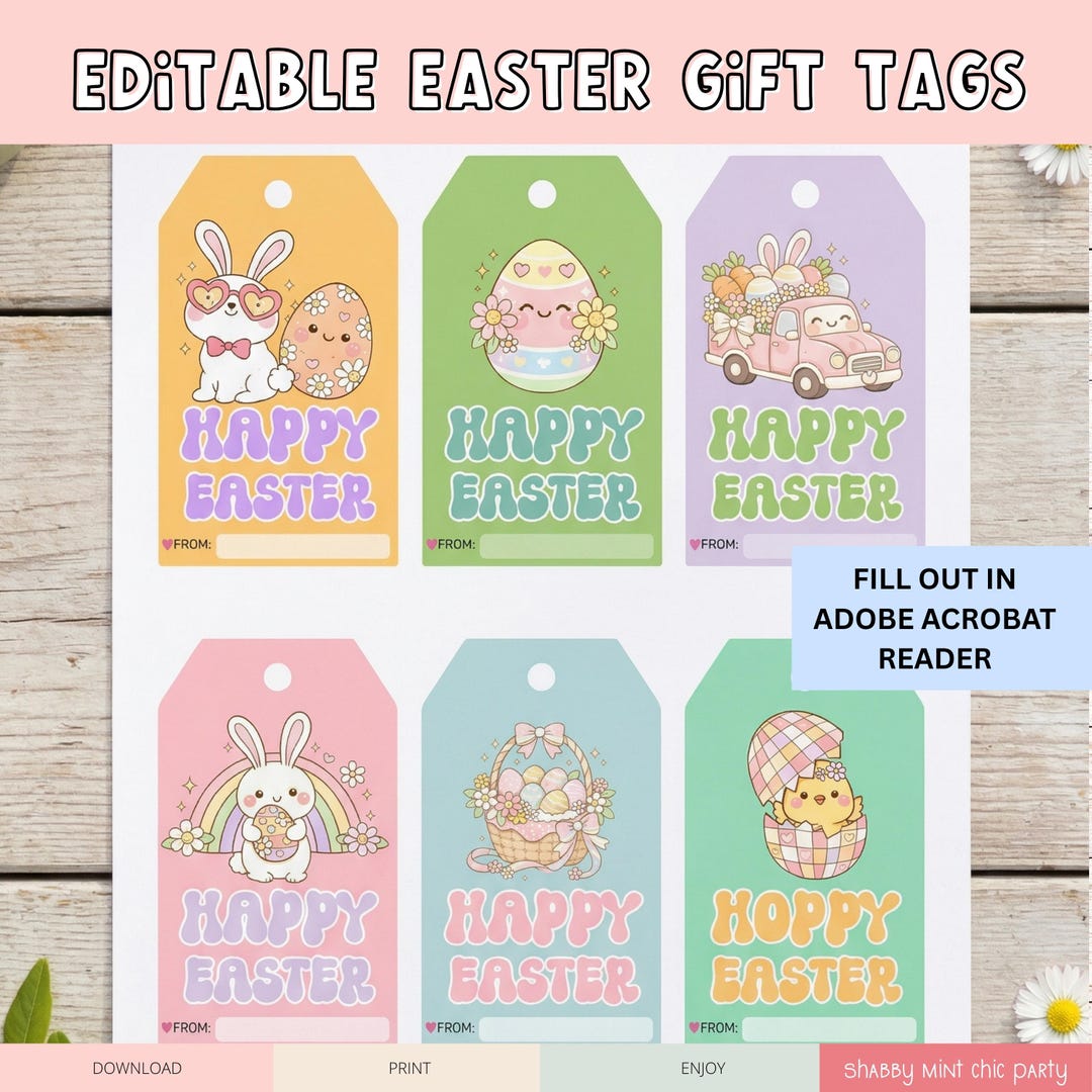 Editable Easter Gift Tags, Bunny and Egg Designs (digital Download) - Etsy