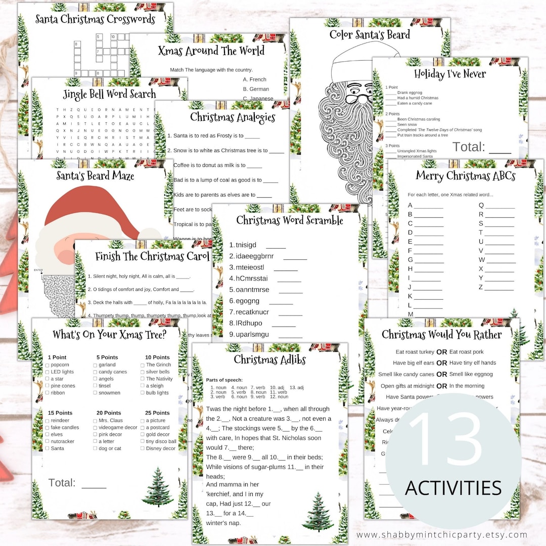 DIGITAL DOWNLOAD 13 Printable Christmas Activity Bundle - Etsy