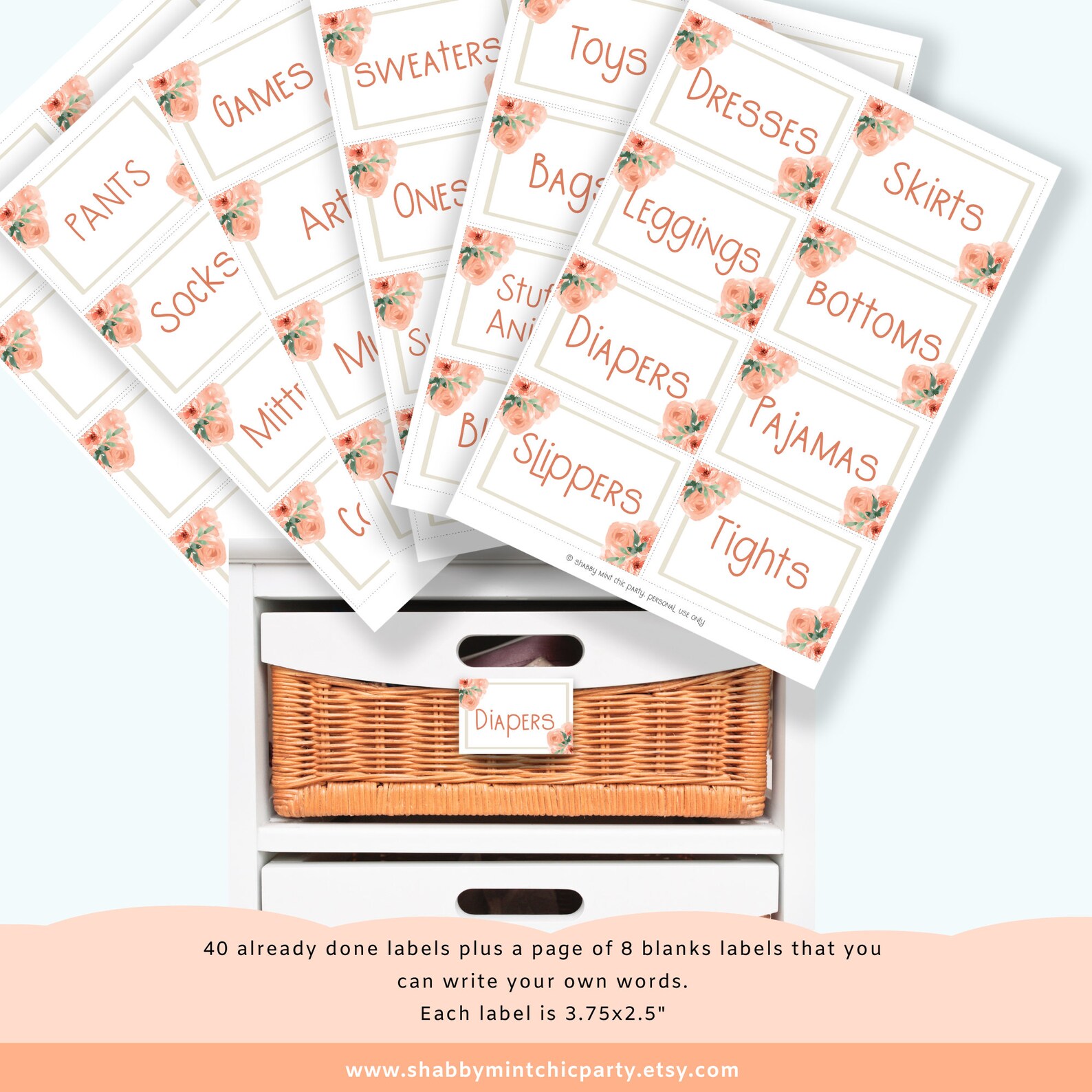 Nursery Organization Printable, Baby Drawer Labels, Basket Tags, New ...