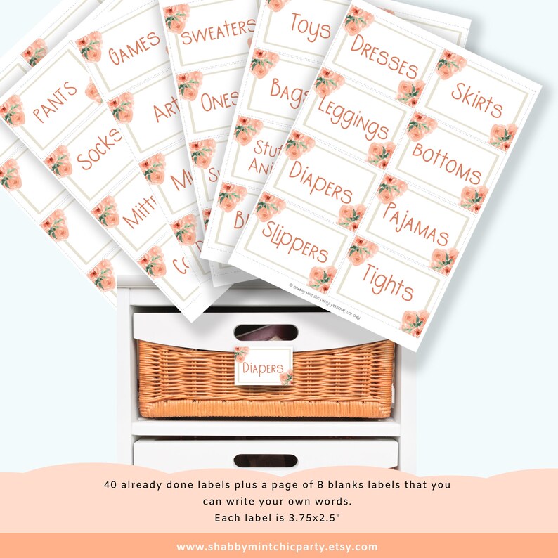 Nursery Organization Printable Baby Drawer Labels Basket - Etsy