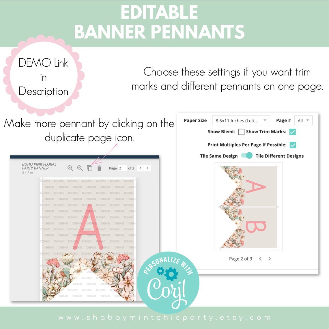 Editable Banner Pennant. Editable Banner for Mother's Day - Etsy