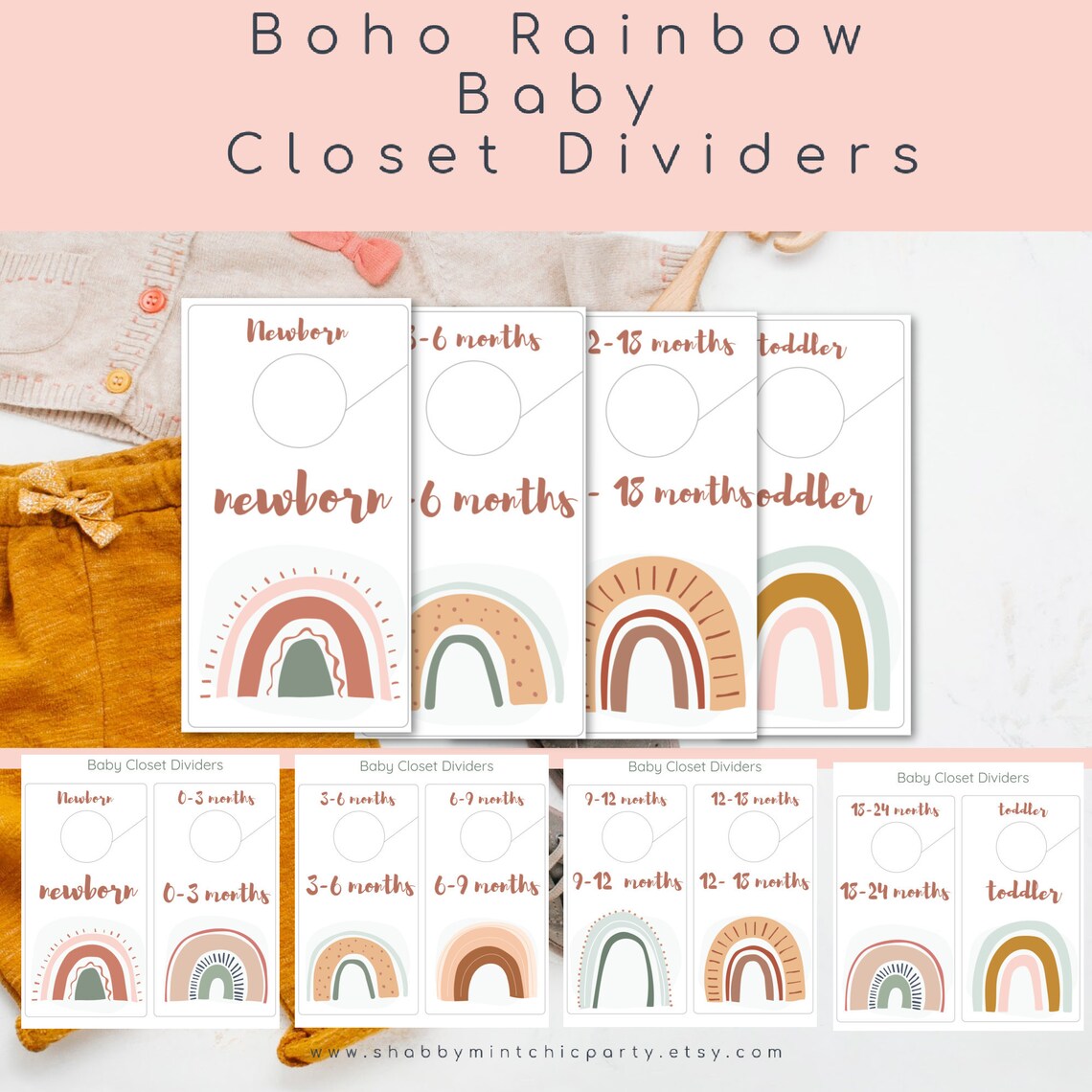 PRINTABLE Gender Neutral Closet Dividers Gender Neutral Boho - Etsy