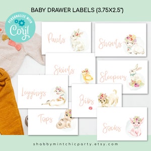 Editable Baby Drawer Label Template, Clothes Label With Editable Text ...