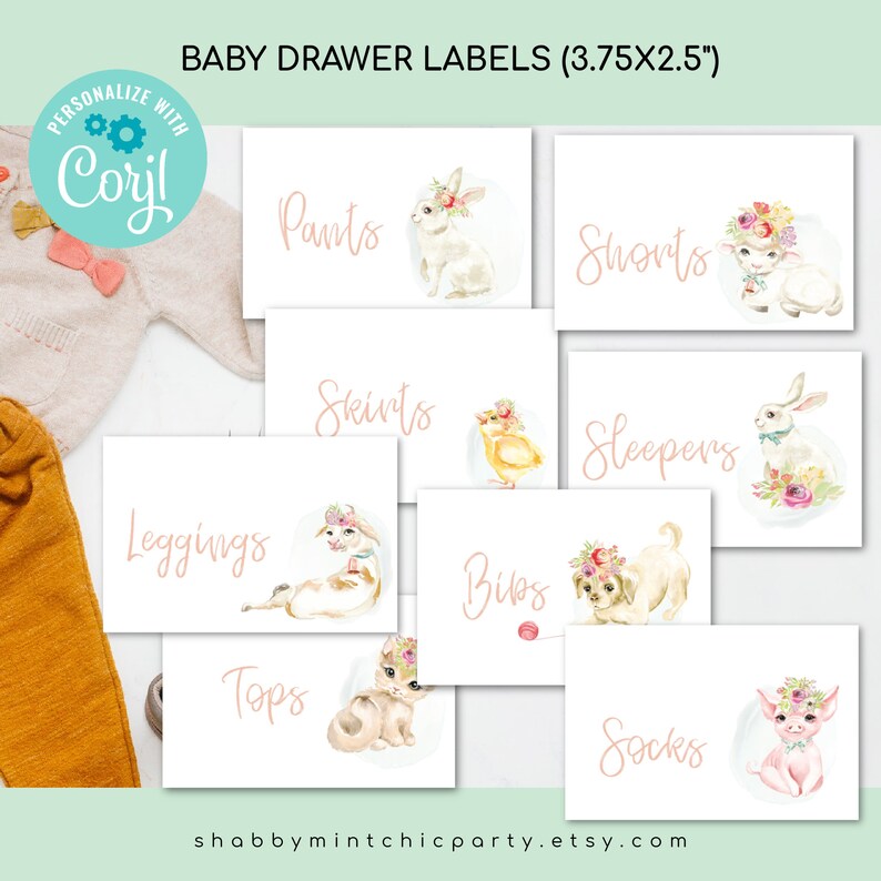 Editable Baby Drawer Label Template, Clothes Label With Editable Text ...
