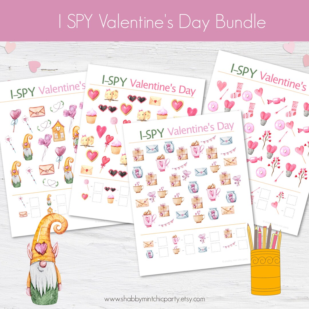 DIGITAL DOWNLOAD - Printable Valentine's Day I Spy Activity Kit for ...
