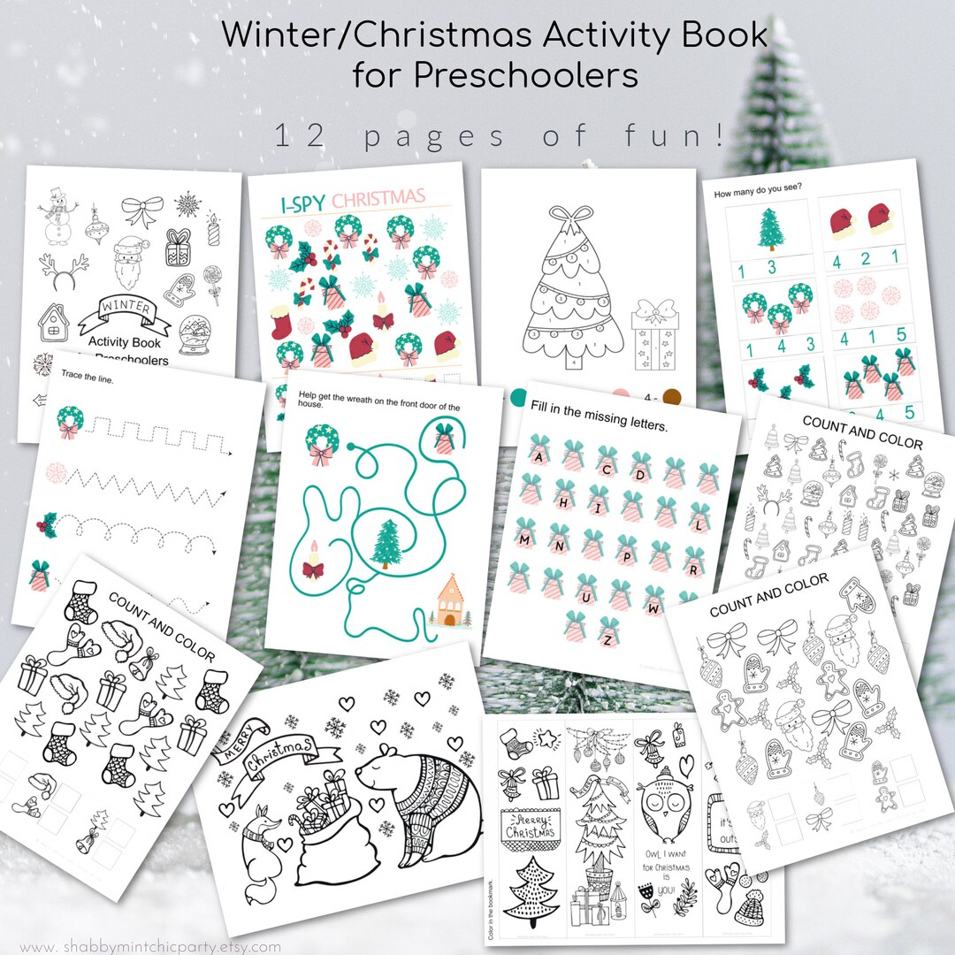DIGITAL DOWNLOAD Printable Christmas Activity Book for Preschooler - Etsy