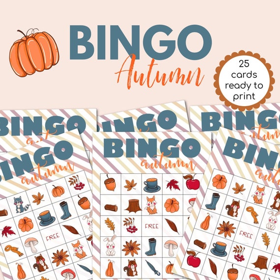 Bingo Games for kids, Autumn activity for school, Printable Fall Game ...