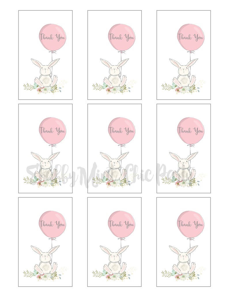 Gift Tag Printable. Party Favor Tag. Bunny Party. Bunny Birthday. Bunny ...