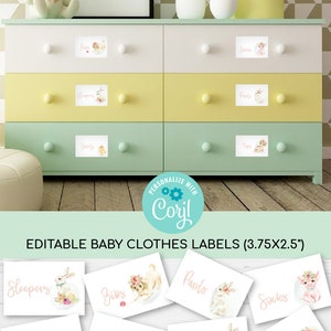 Editable Baby Drawer Label Template, Clothes Label With Editable Text ...