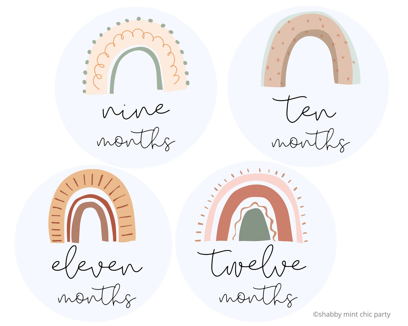 Printable Boho Baby Monthly Milestones Sticker. Gift for Baby | Etsy