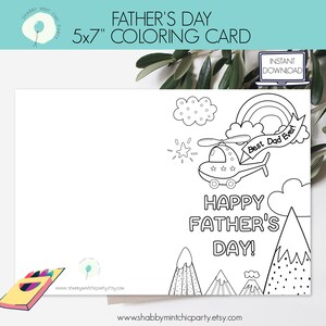 DIGITAL DOWNLOAD - Printable Father's Day Coloring Greeting Card for ...