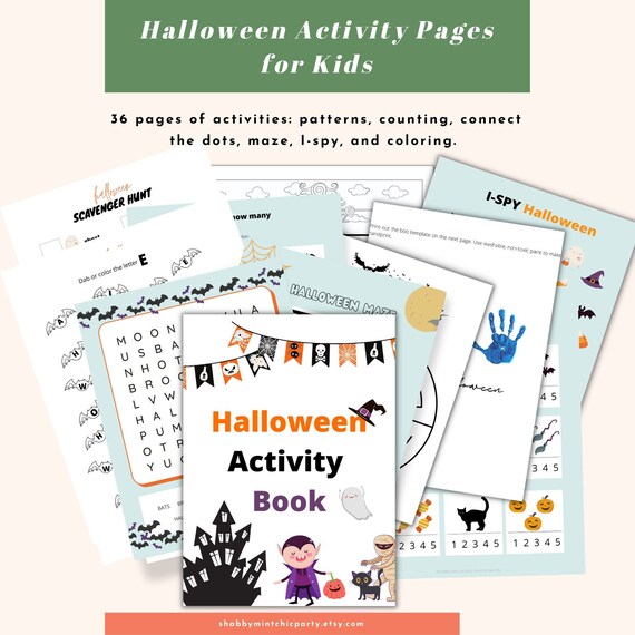 Printable Halloween Worksheet, Halloween Bundle, Preschool Activity ...