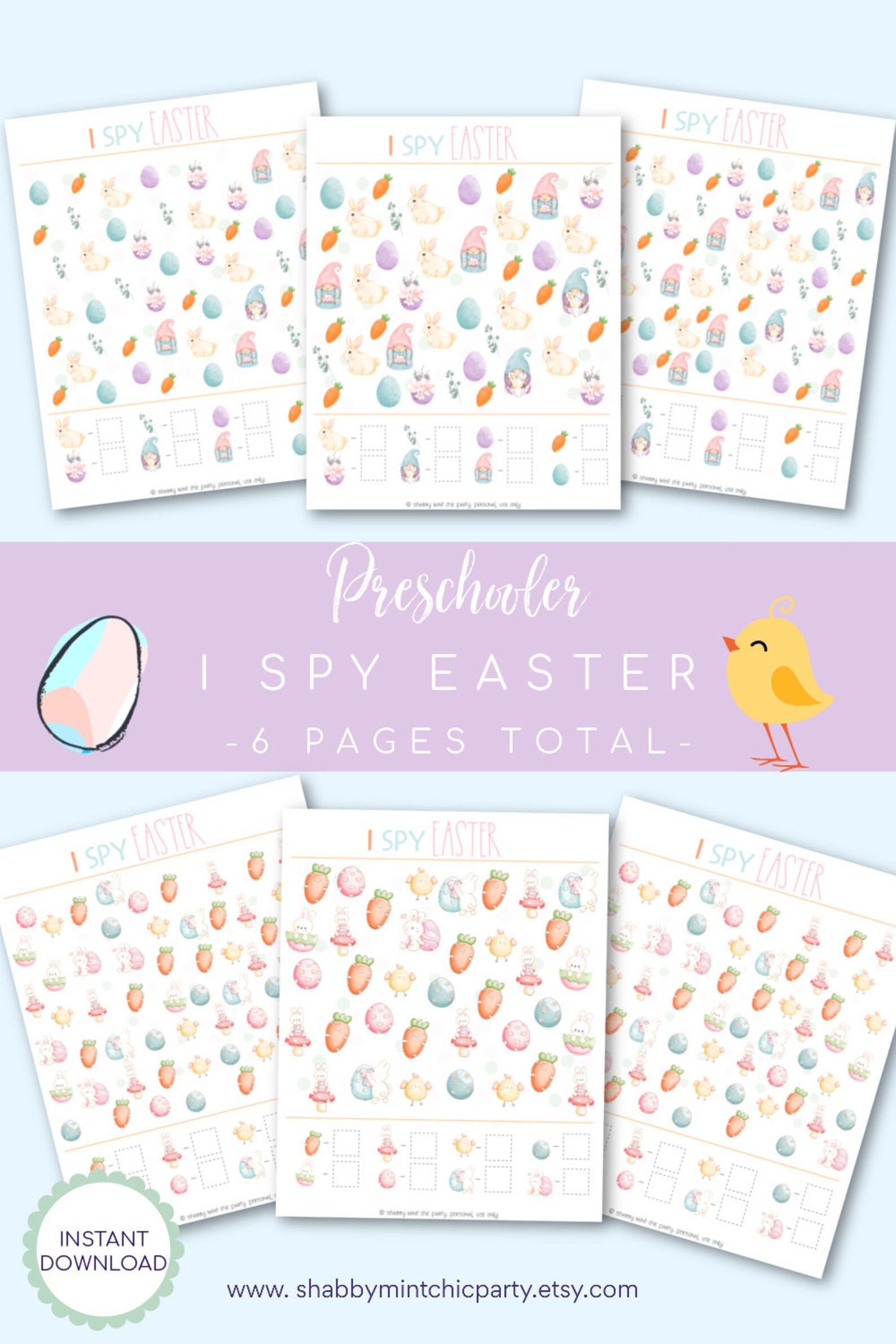 DIGITAL DOWNLOAD - Printable I Spy Easter Activity Kit for Preschooler ...