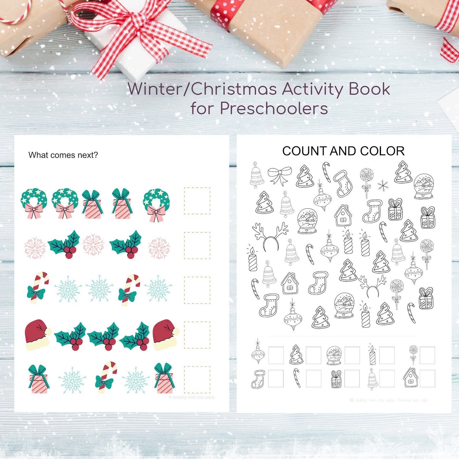 DIGITAL DOWNLOAD Printable Christmas Activity Book for Preschooler - Etsy