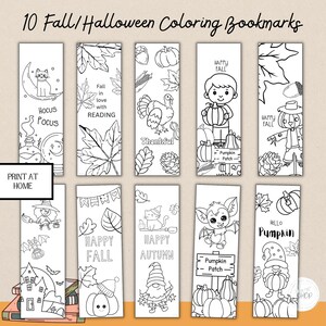 Printable Fall Coloring Bookmarks, Halloween Coloring Bookmarks ...