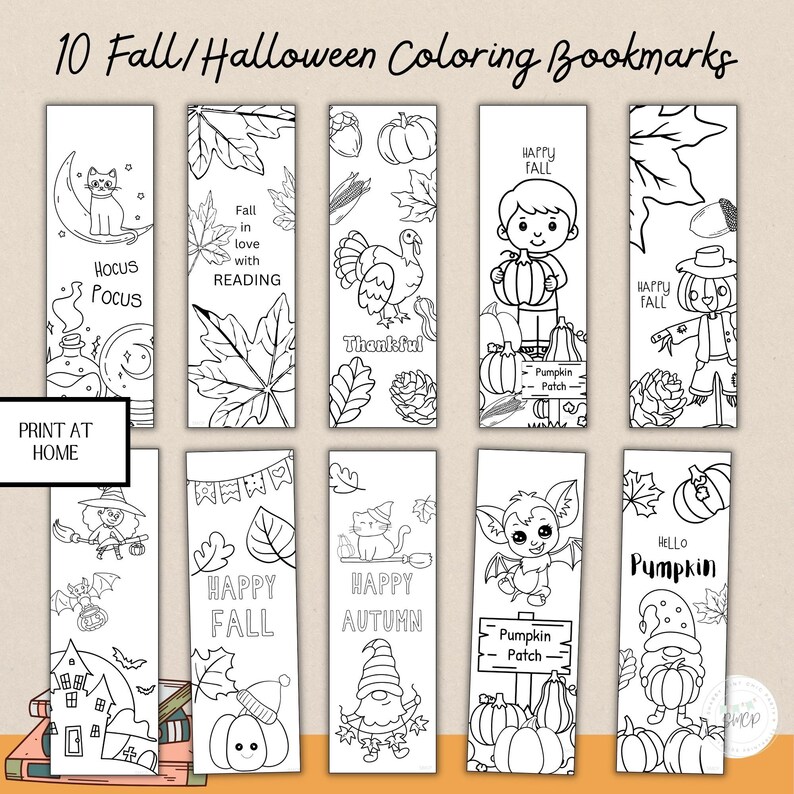 Printable Fall Coloring Bookmarks, Halloween Coloring Bookmarks ...