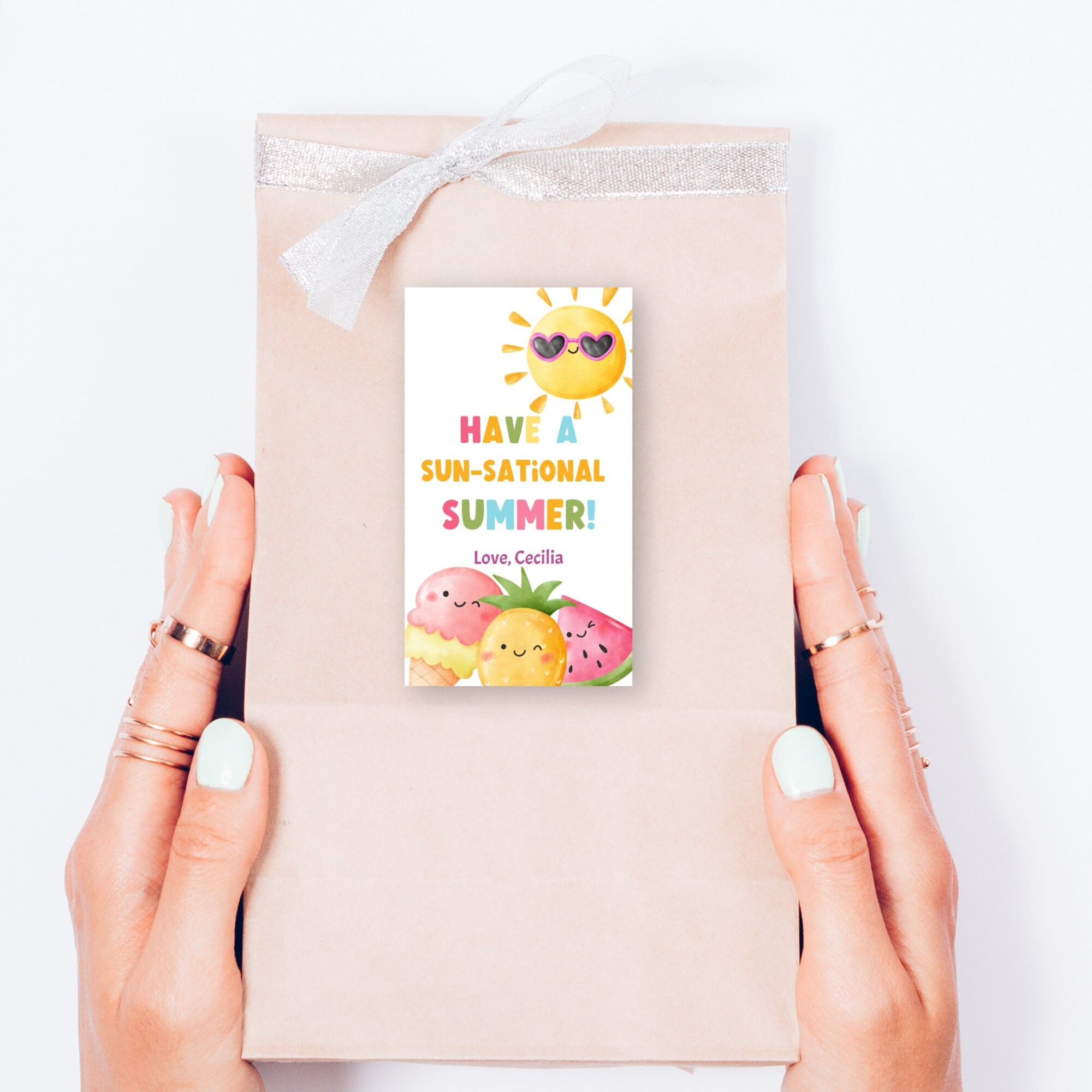 Editable End of School Summer Gift Tag, Editable Summer Party Favor Tag ...