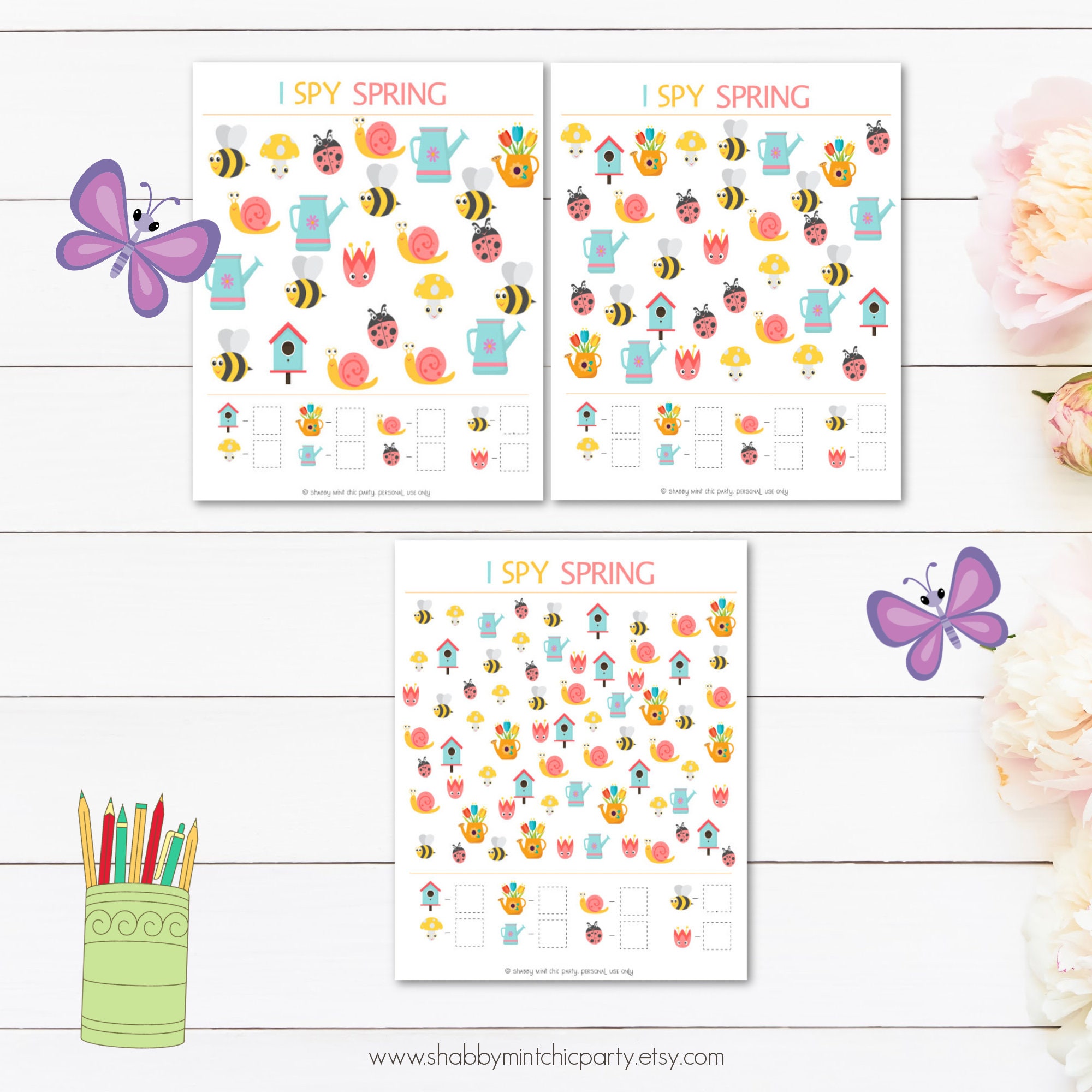 DIGITAL DOWNLOAD Printable Spring I Spy Activity Kit for Preschooler ...