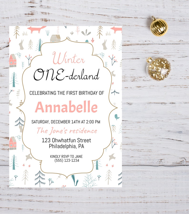 Editable Winter Birthday Party Invitation Template Baby | Etsy