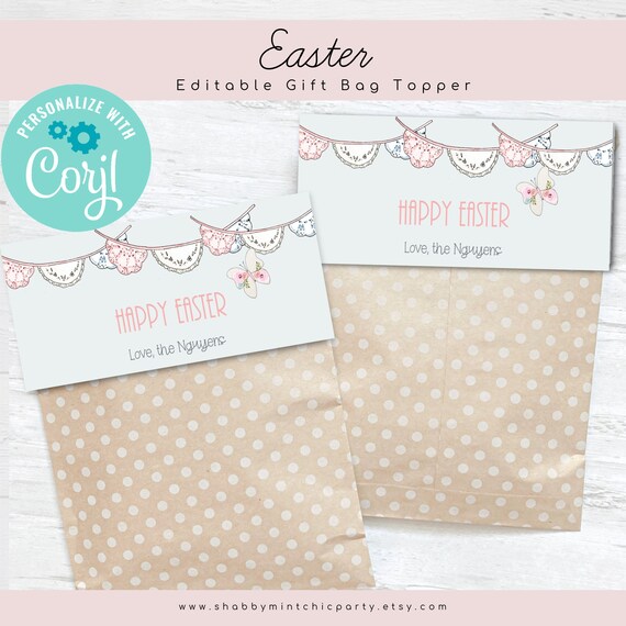Editable Easter Favor Bag Topper, Easter Printables, Editable Easter ...