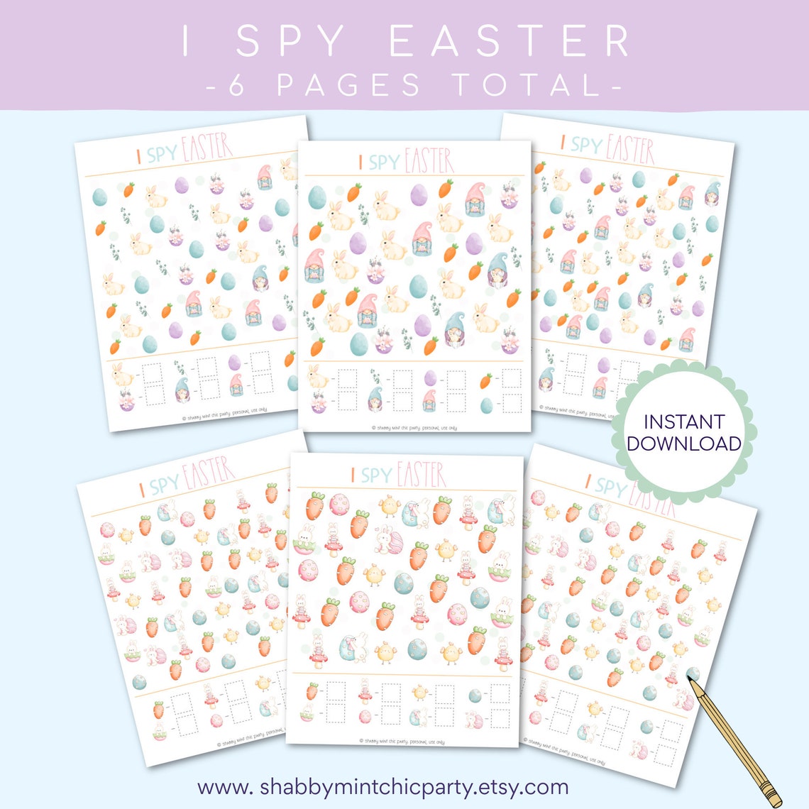 DIGITAL DOWNLOAD Printable I spy Easter Activity Kit for | Etsy