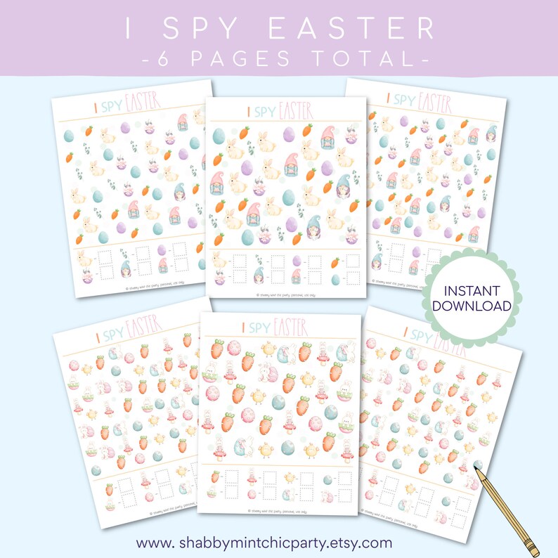 DIGITAL DOWNLOAD - Printable I Spy Easter Activity Kit for Preschooler ...