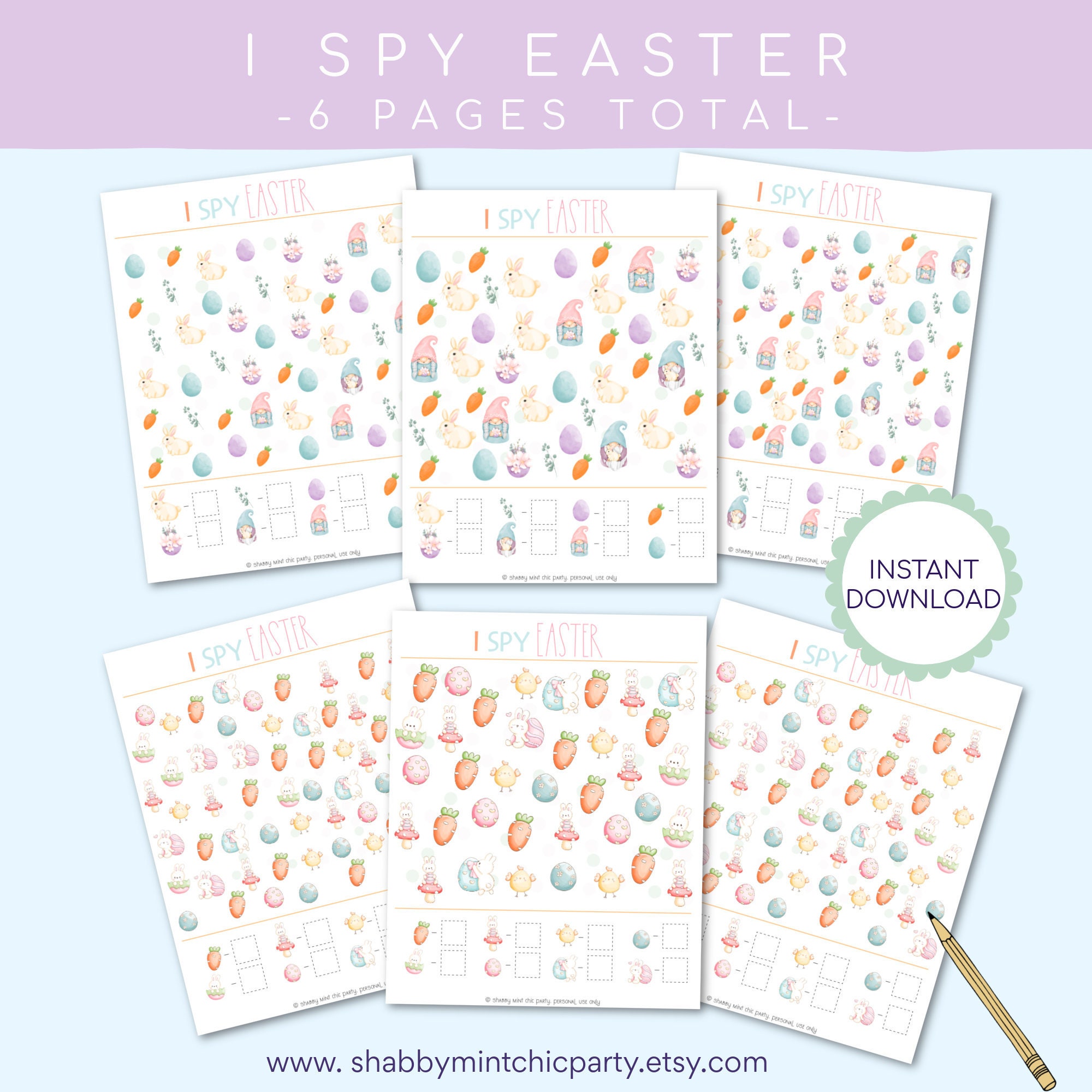 DIGITAL DOWNLOAD - Printable I Spy Easter Activity Kit for Preschooler ...