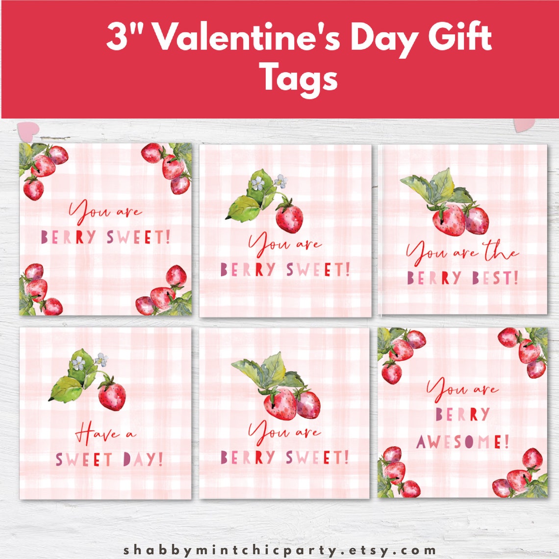 PRINTABLE Summer Strawberry Gift Tags Print Yourself Party - Etsy