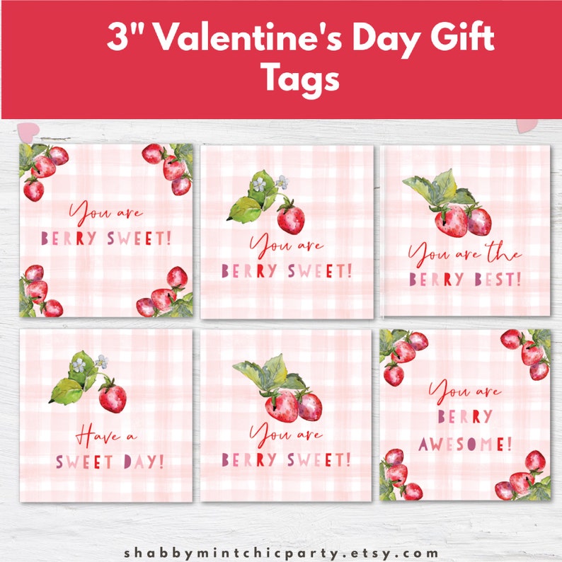 PRINTABLE Summer Strawberry Gift Tags Print Yourself Party - Etsy