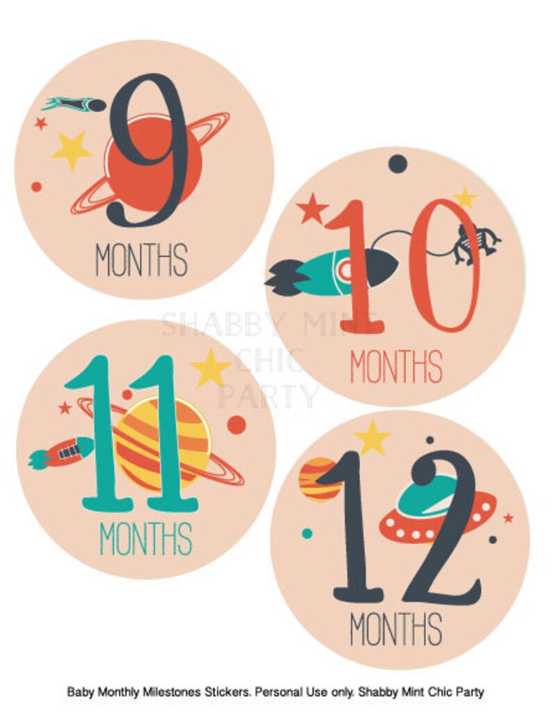 Printable Outer Space Stickers. Monthly Baby Stickers . Baby - Etsy