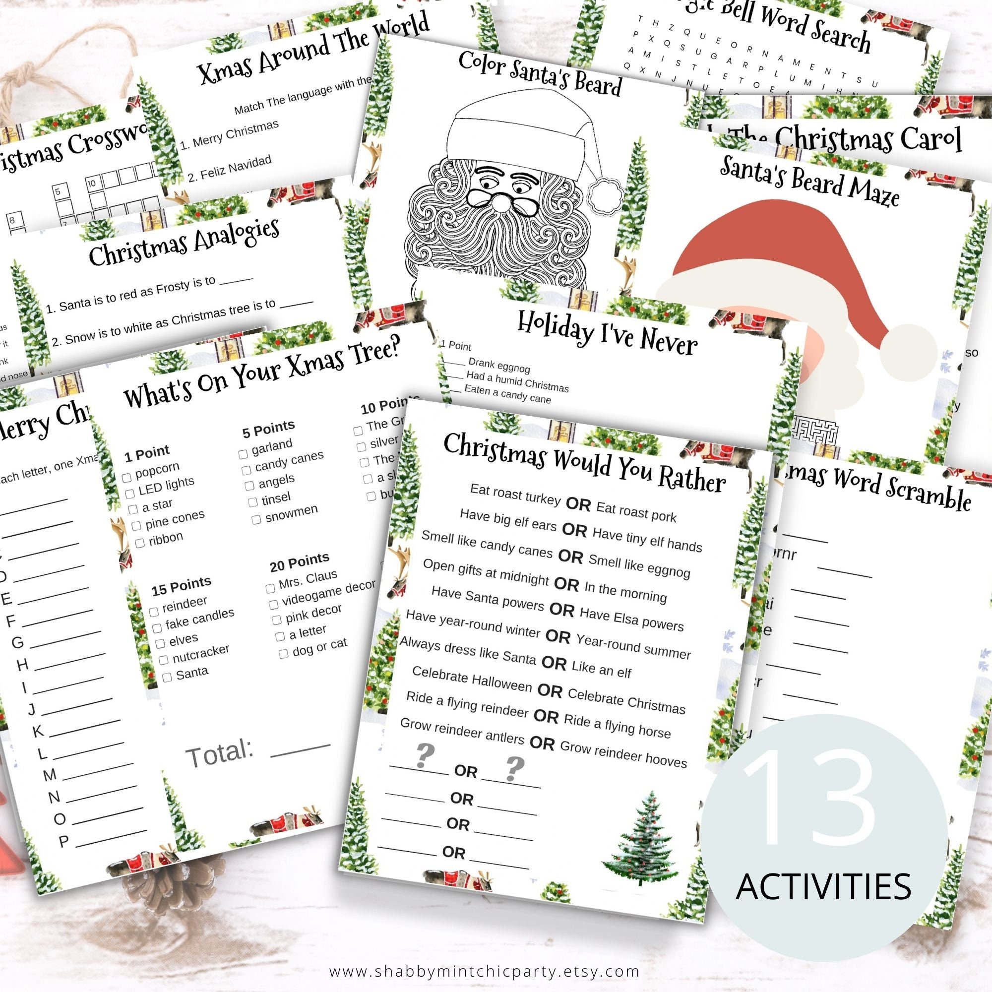 DIGITAL DOWNLOAD 13 Printable Christmas Activity Bundle - Etsy