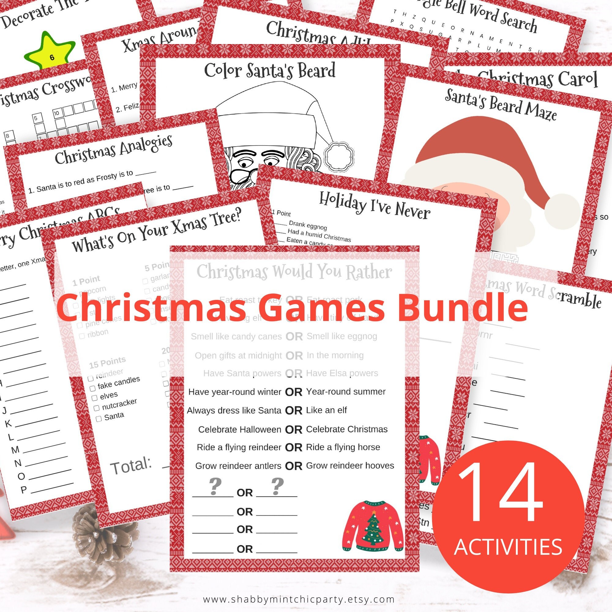 DIGITAL DOWNLOAD 14 Printable Christmas Activity Bundle - Etsy