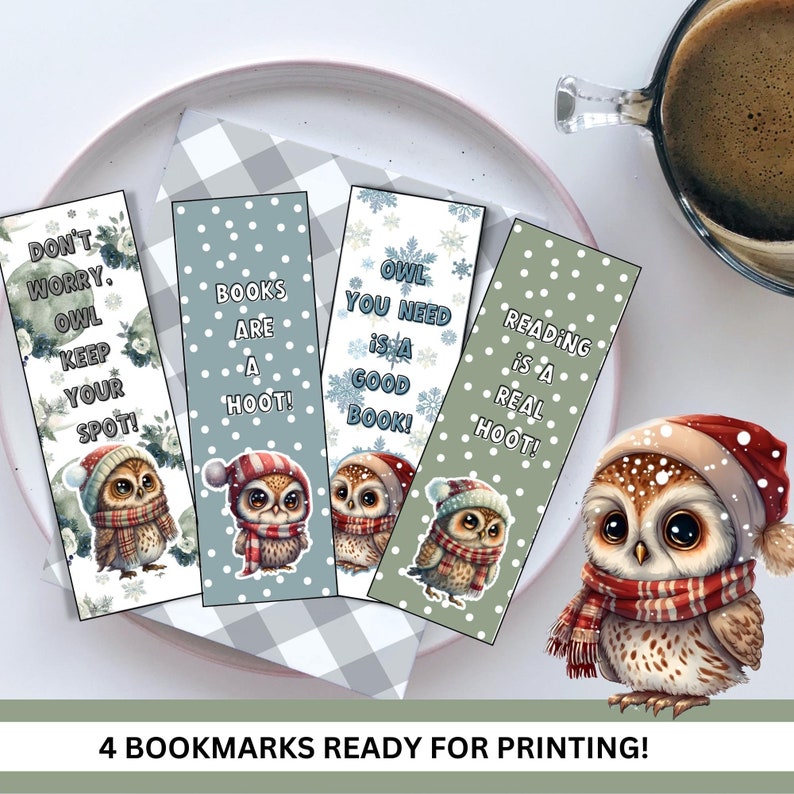 PRINTABLE Bookmarks Winter Owl Bookmark Download Gift for - Etsy