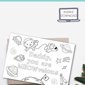 DIGITAL DOWNLOAD - Printable Father's Day Coloring Greeting Card for ...