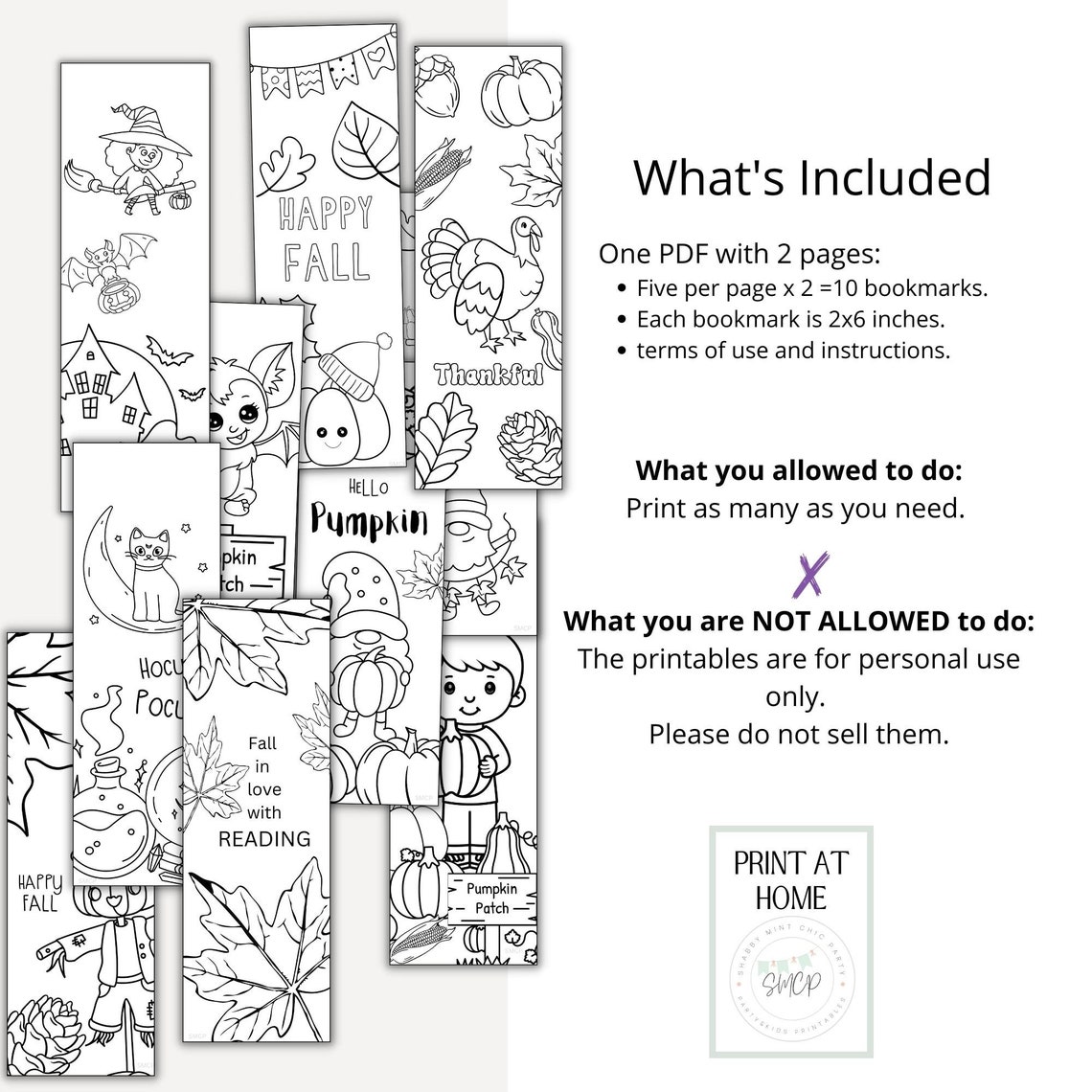 Printable Fall Coloring Bookmarks Halloween Coloring - Etsy